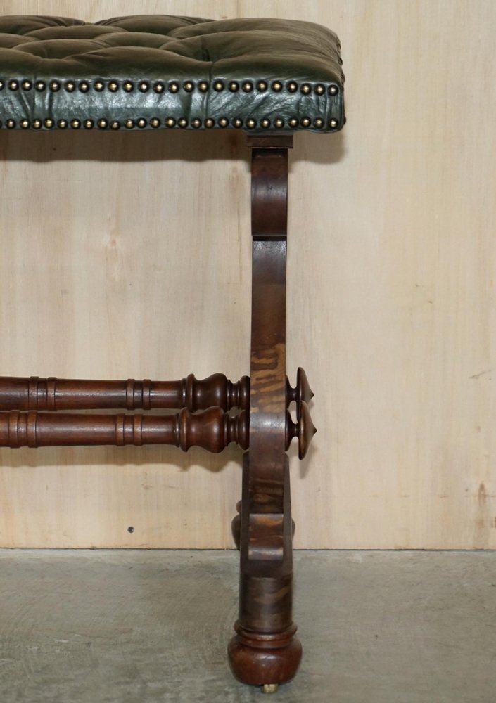 Victorian Green Leather Chesterfield Style Tufted Bench, 1900s for sale ...