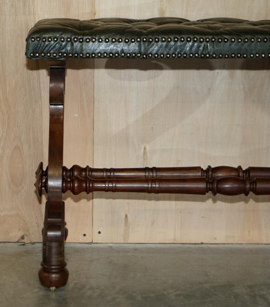 Victorian Green Leather Chesterfield Style Tufted Bench, 1900s for sale ...