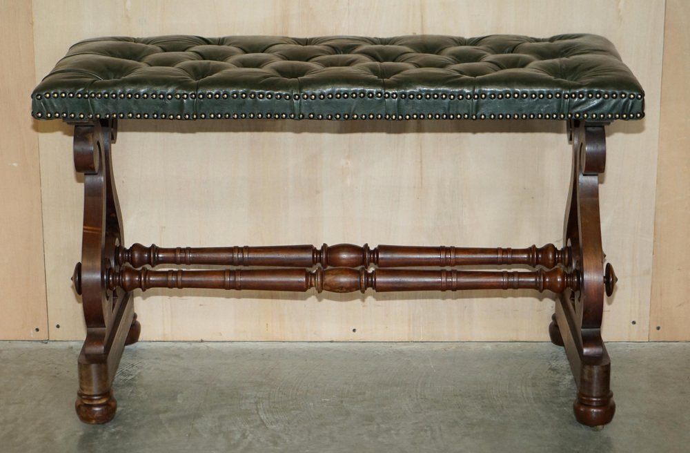 Victorian Green Leather Chesterfield Style Tufted Bench, 1900s for sale ...