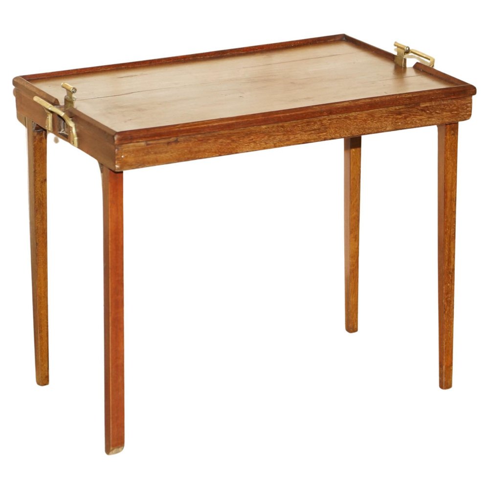 Antique Victorian Folding Butlers Campaign Tray Table for sale at Pamono