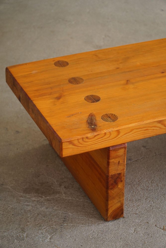 Swedish Modern Square Solid Pine Coffee Table attributed to Sven Larsson, Brutalist, 1970s for ...