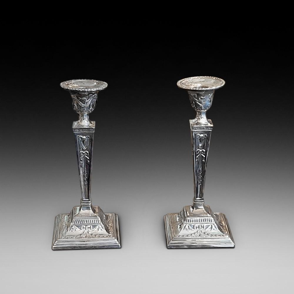 Adam Revival Silver Plate Candlesticks, 1890s, Set of 2 for sale at Pamono