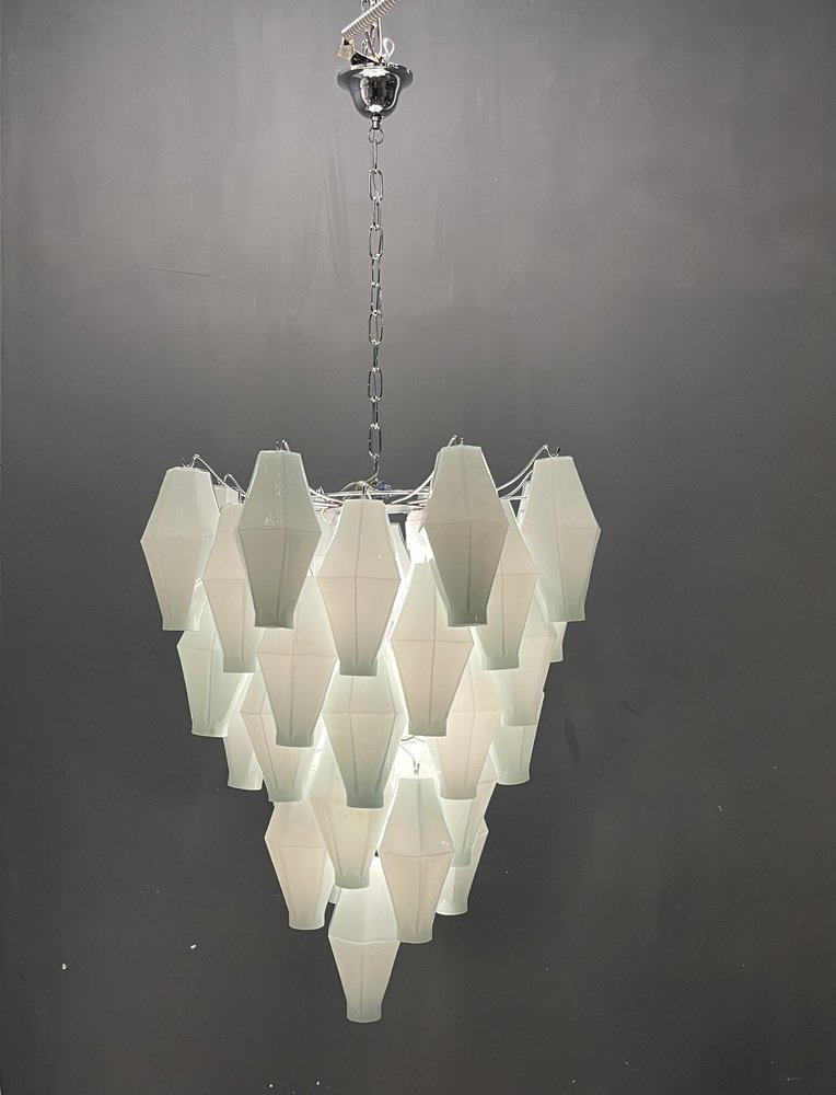 White Murano Glass Polyhedra Chandelier, 1970s for sale at Pamono