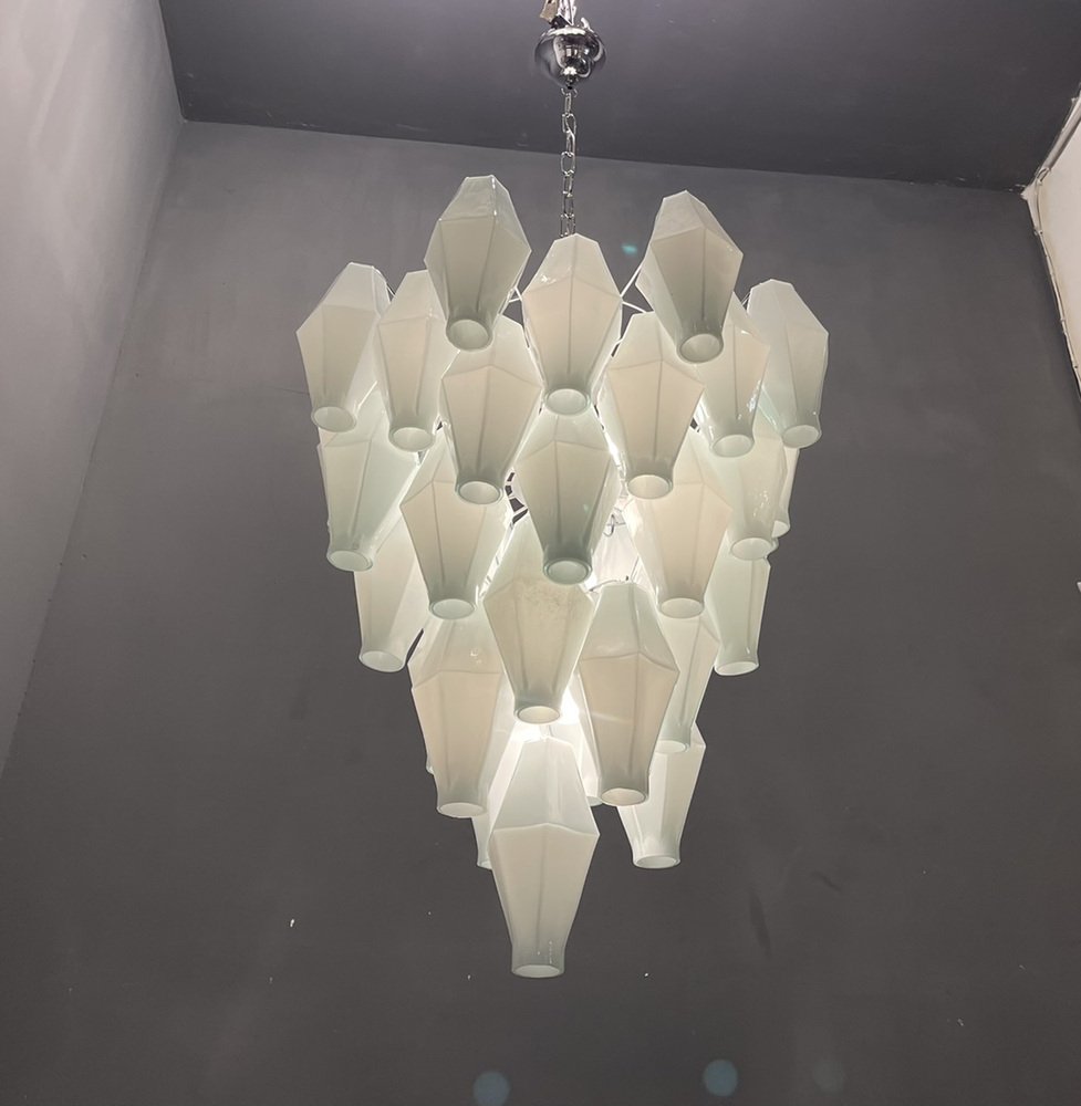 White Murano Glass Polyhedra Chandelier, 1970s for sale at Pamono