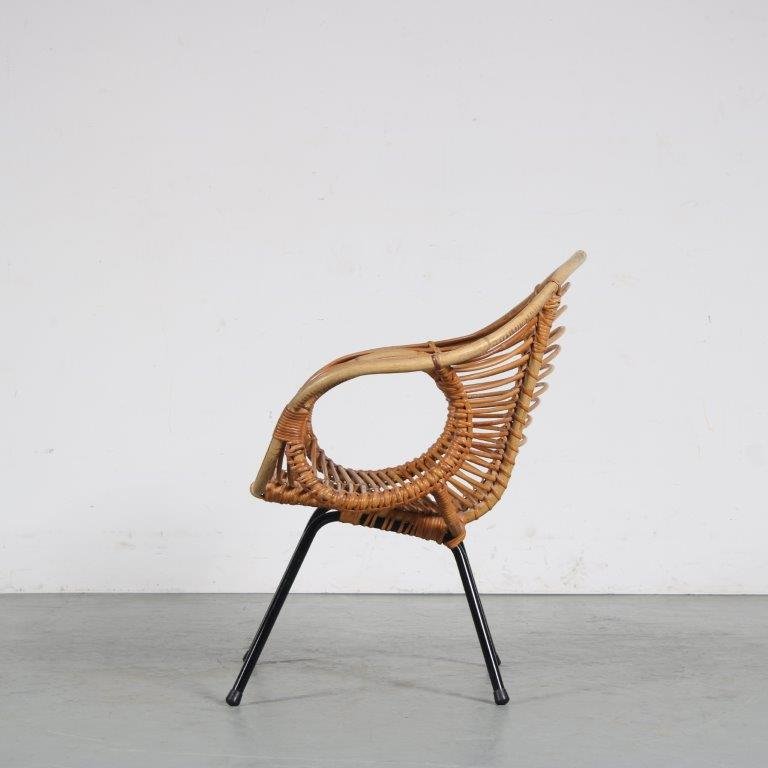 Rattan Easy Chair By Rohé Noordwolde The Netherlands 1950s For Sale