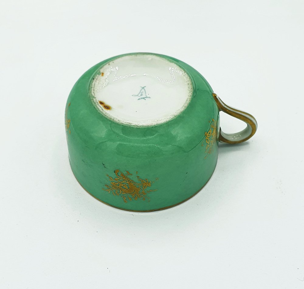 Sèvres style Tête-À-Tete Coffee Service in Emerald Green Painted with ...