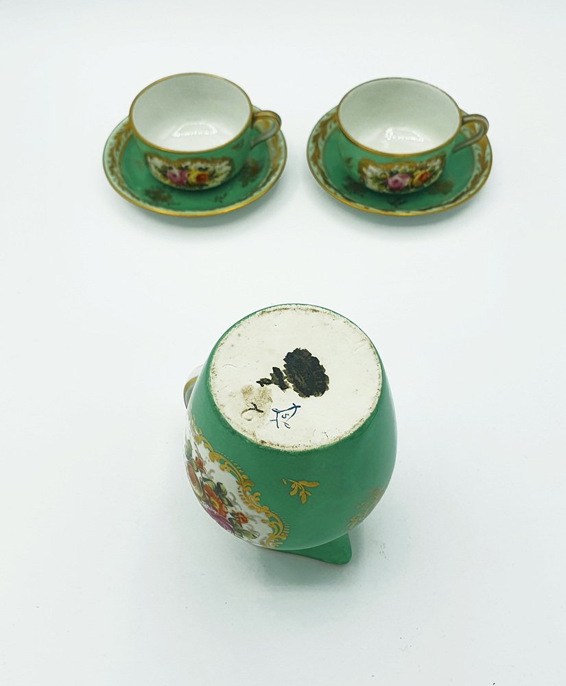 Sèvres style Tête-À-Tete Coffee Service in Emerald Green Painted with ...