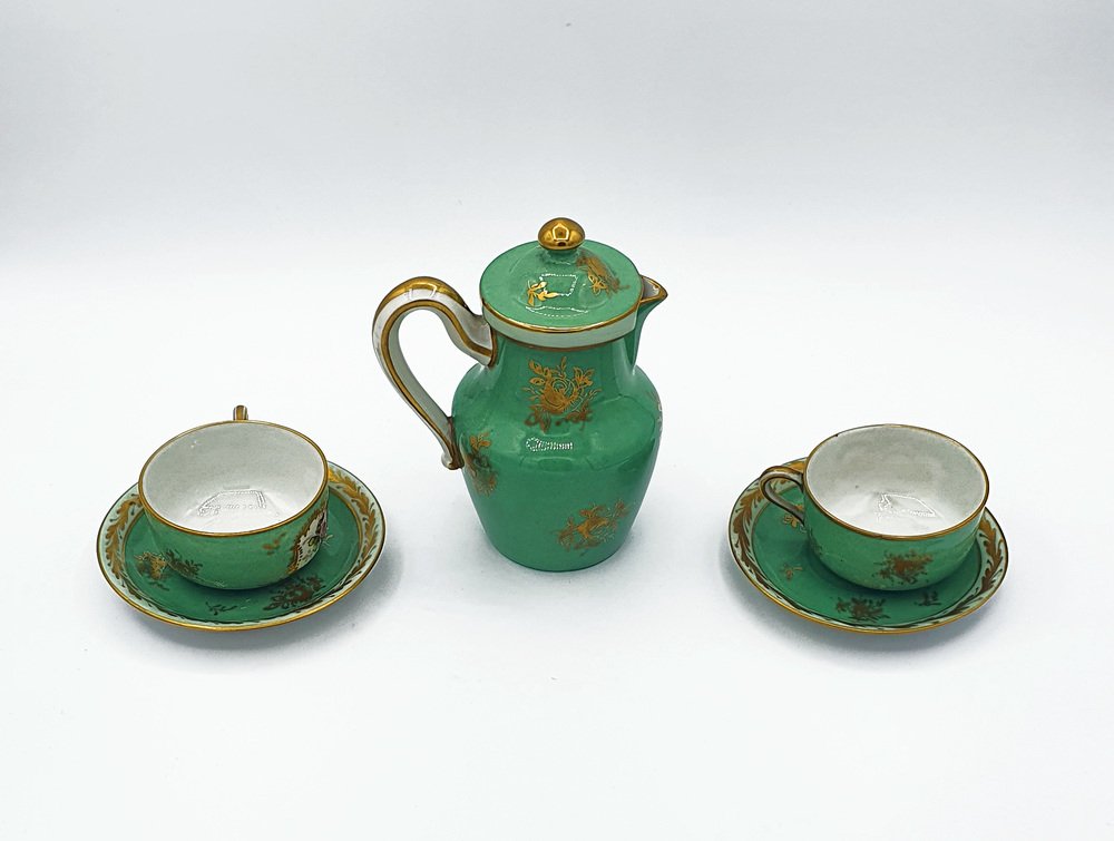 Sèvres style Tête-À-Tete Coffee Service in Emerald Green Painted with ...