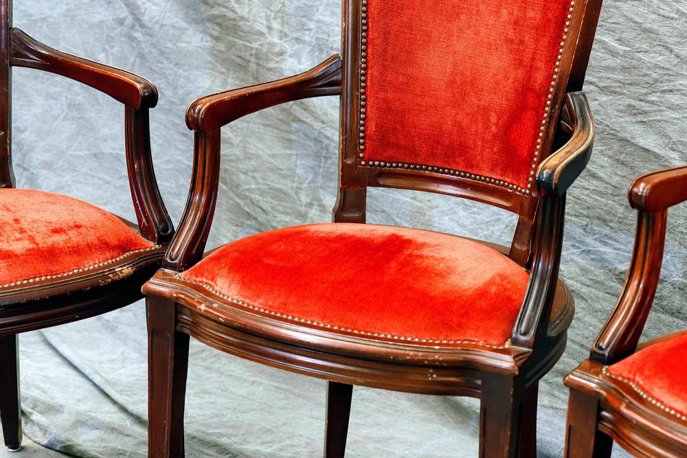 Red Dining Chairs, Set of 4 for sale at Pamono