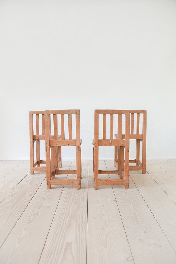 Swedish Rustic Dining Chairs, Set of 4 for sale at Pamono