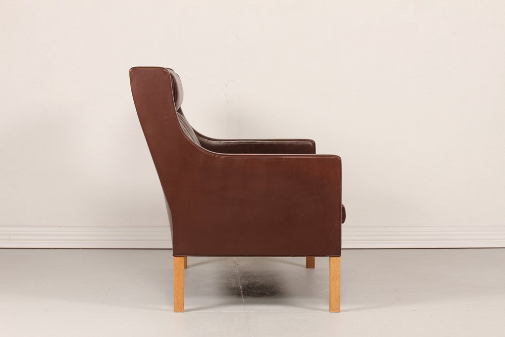 Tall 2432 Wingback Sofa in Brown Leather by Børge Mogensen for ...