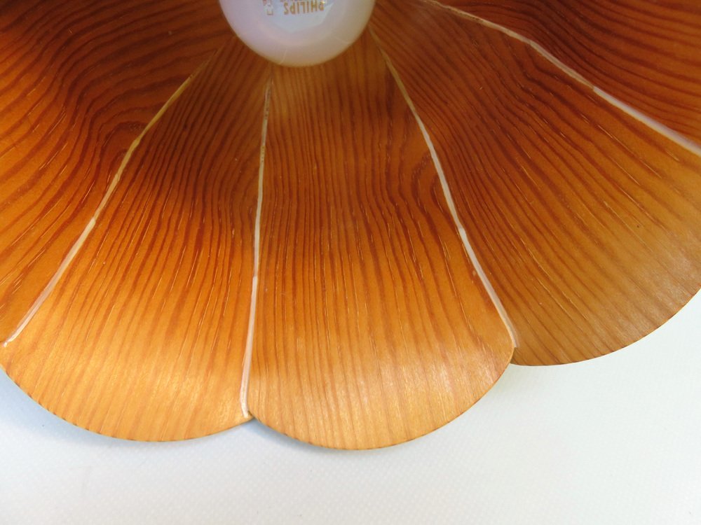 Floral Table Lamp in Layered Wood, 1960s for sale at Pamono