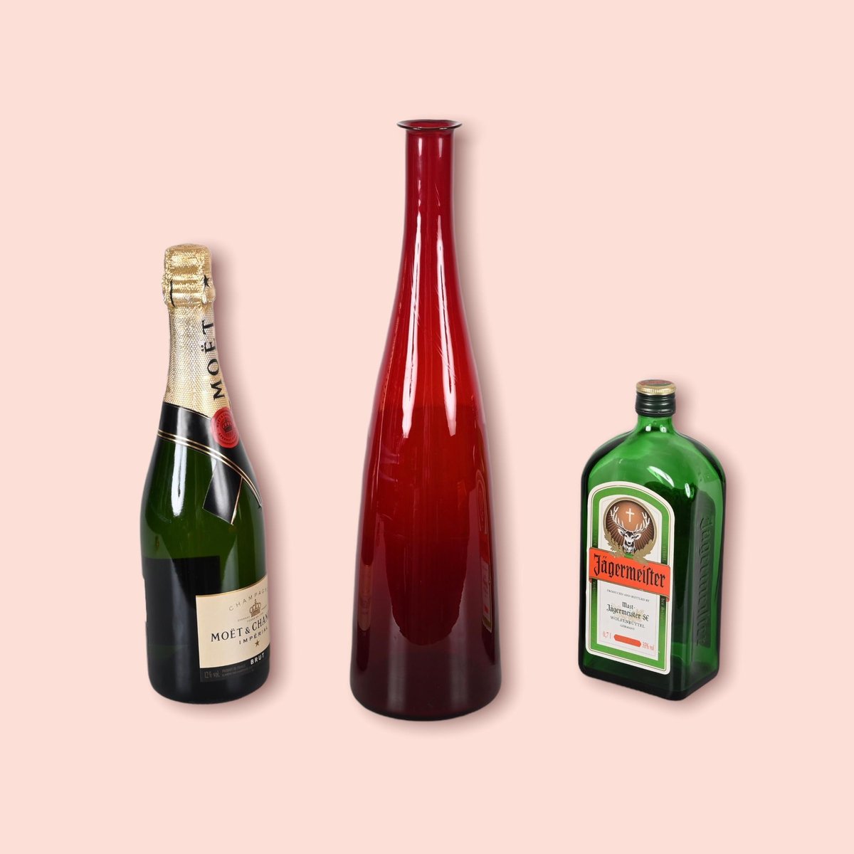 Mid-Century Modern Smoked Ruby Red Blown Murano Glass Bottle, Italy ...