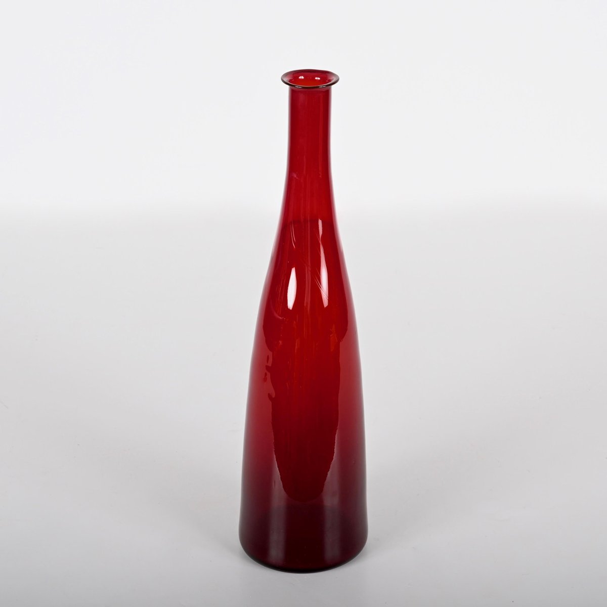 Mid-Century Modern Smoked Ruby Red Blown Murano Glass Bottle, Italy ...