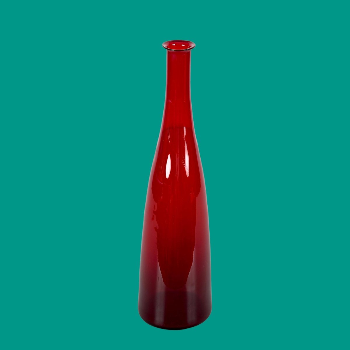 Mid-Century Modern Smoked Ruby Red Blown Murano Glass Bottle, Italy ...