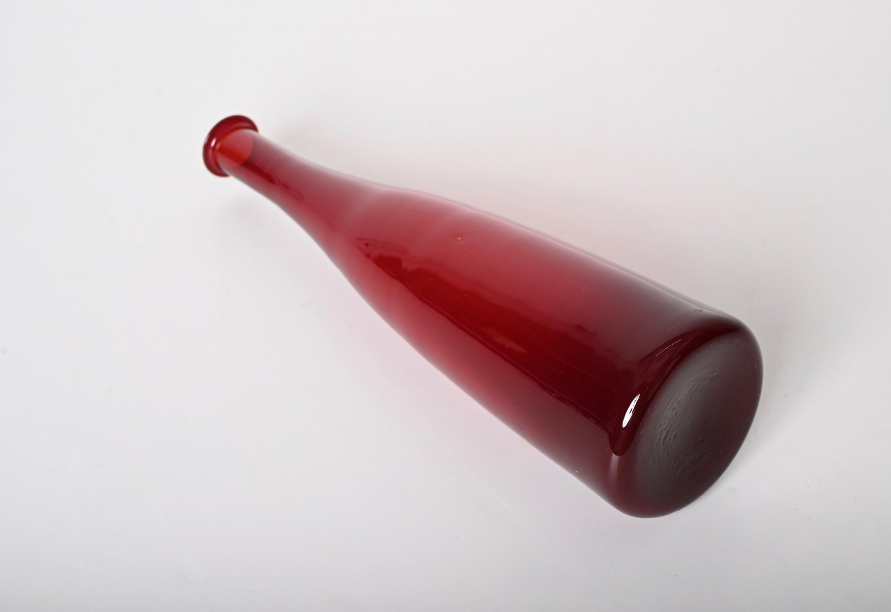 Mid-Century Modern Smoked Ruby Red Blown Murano Glass Bottle, Italy ...