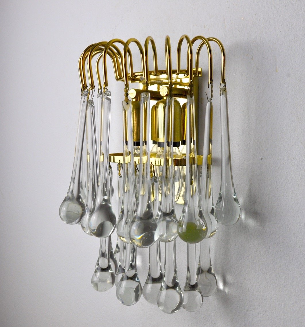 Murano Glass Drop Wall Lamp from Venini, Italy, 1960s for sale at Pamono