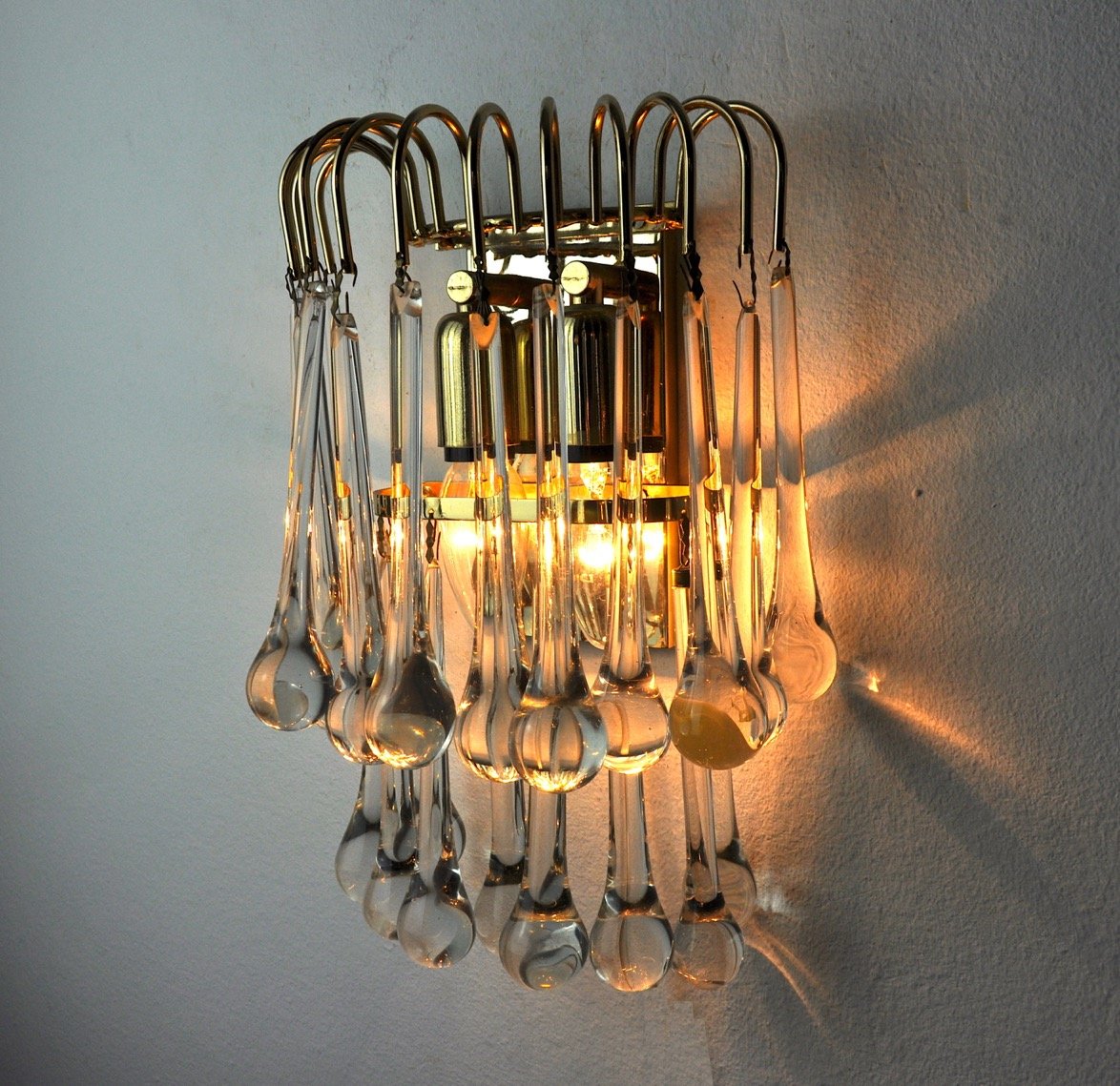 Murano Glass Drop Wall Lamp from Venini, Italy, 1960s for sale at Pamono