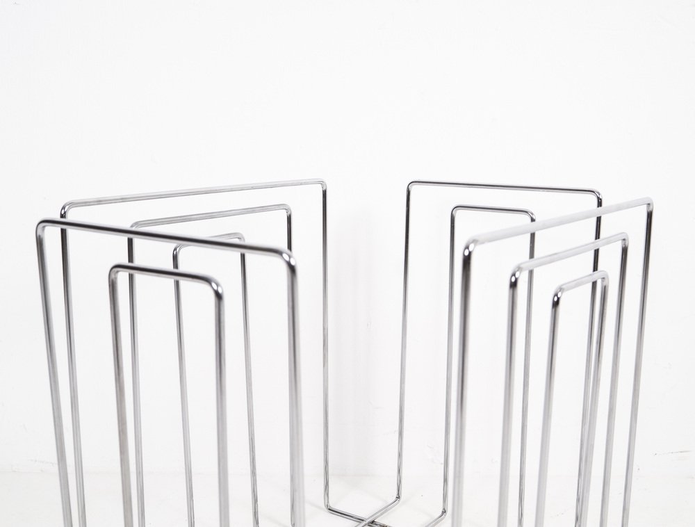 Vintage Chrome-Plated Magazine Rack in the of Style Willi Glaeser for ...