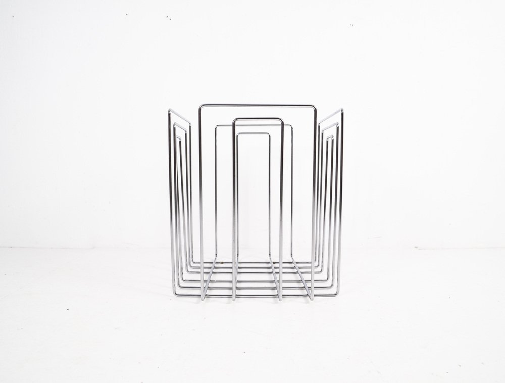 Vintage Chrome-Plated Magazine Rack in the of Style Willi Glaeser for ...