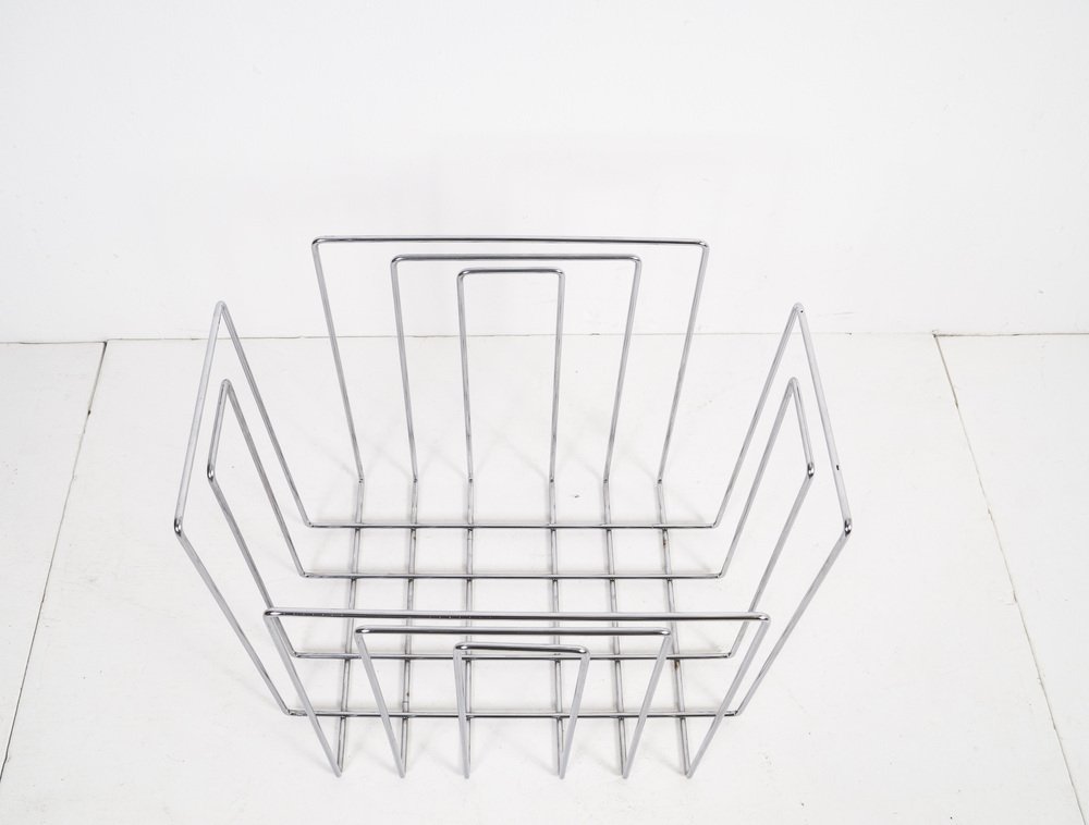Vintage Chrome-Plated Magazine Rack in the of Style Willi Glaeser for ...