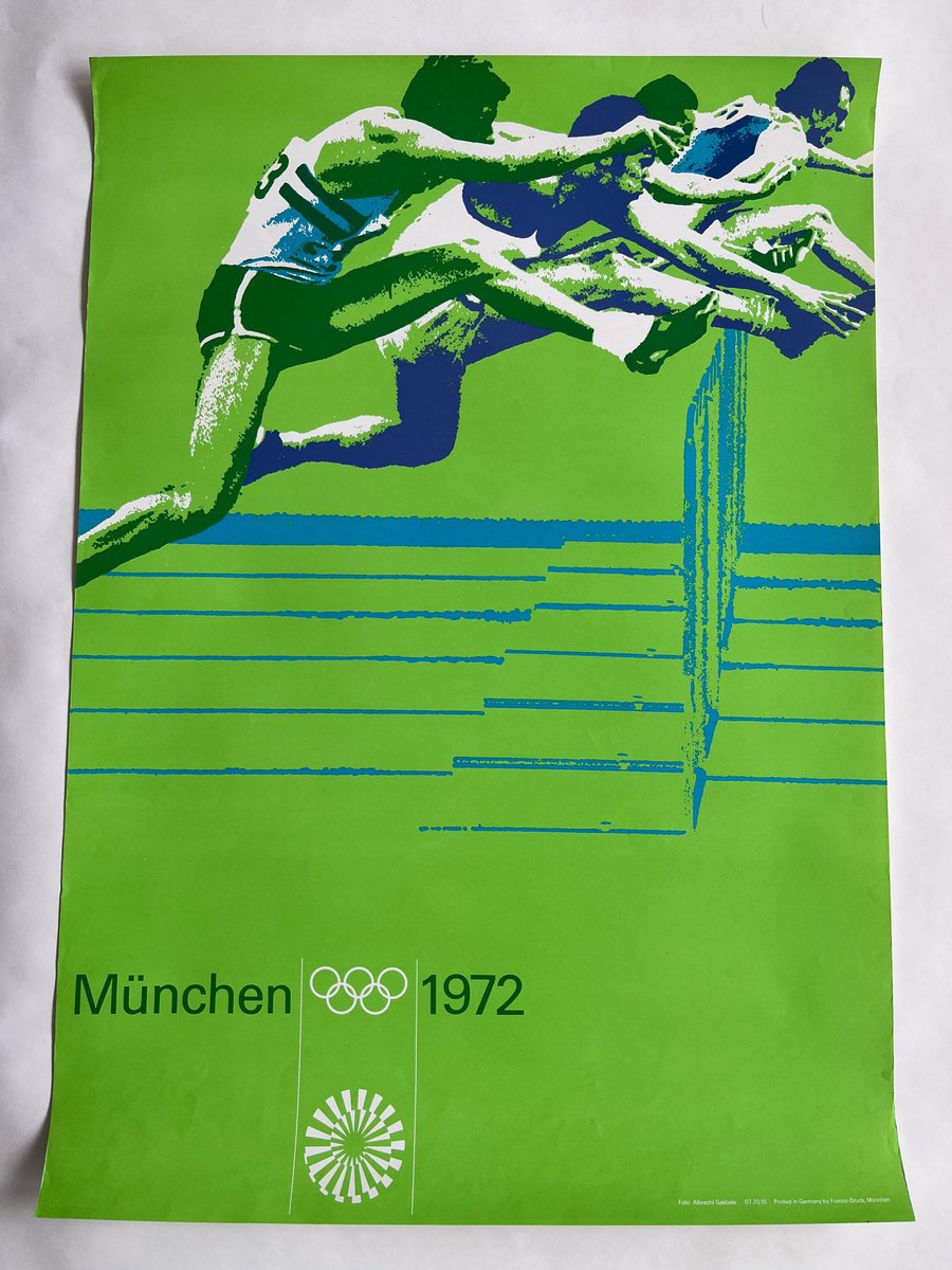 Munich Olympic Games Running over Obstacles Poster by Otl Aicher, 1972 ...
