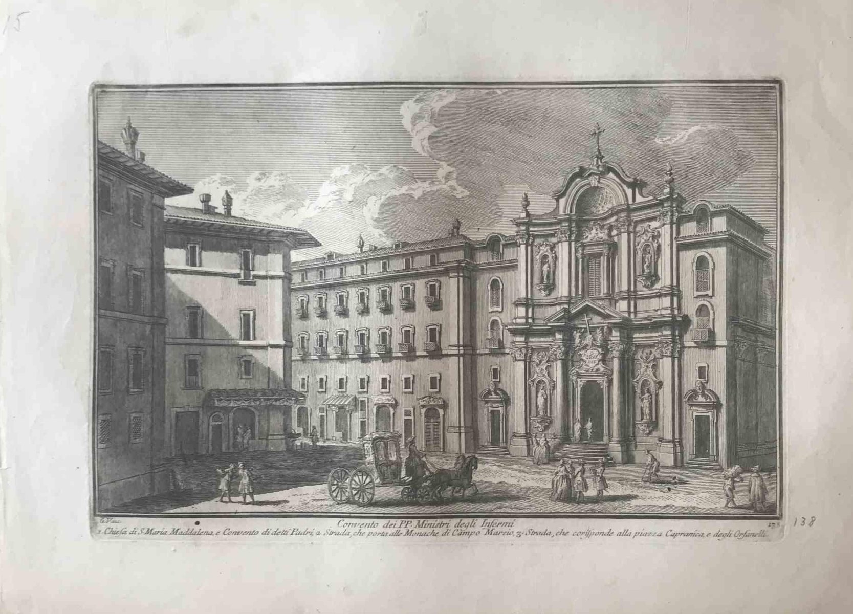 Giuseppe Vasi, Convento dei PP.Ministri degli Infermi, Etching, 18th ...