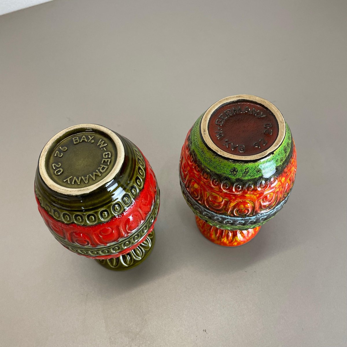 Multi-Color Fat Lava Op Art Pottery Vase attributed to Bay Ceramics ...