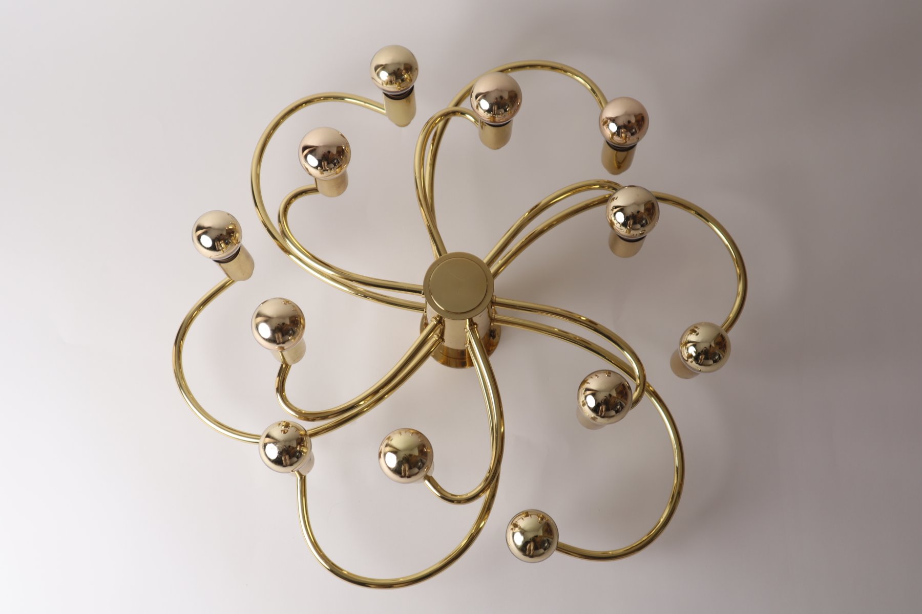 Space Age Brass Swirl Wall Lamp for sale at Pamono