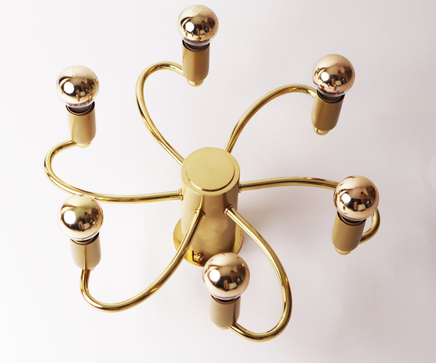 Space Age Brass Swirl Wall Lamp for sale at Pamono