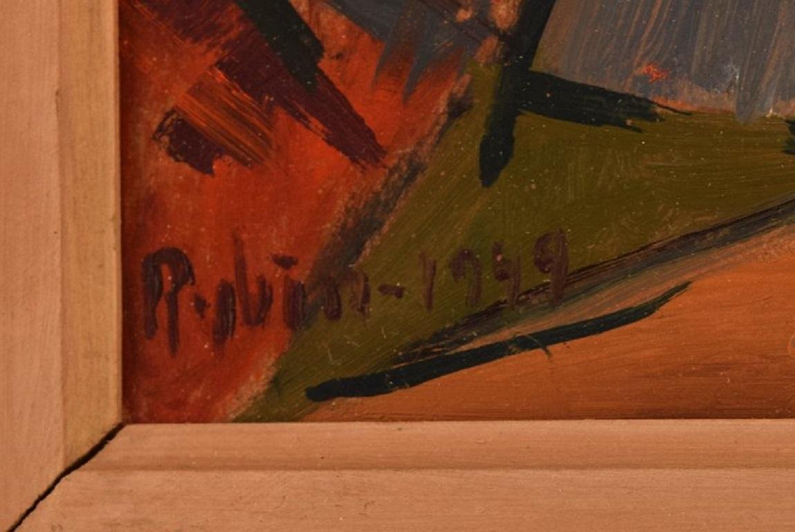 Sven Rybin, Modernist Landscape, Early 20th Century, Oil on Board for ...