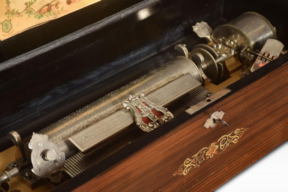 Swiss Rosewood and Brass Musical Box for sale at Pamono