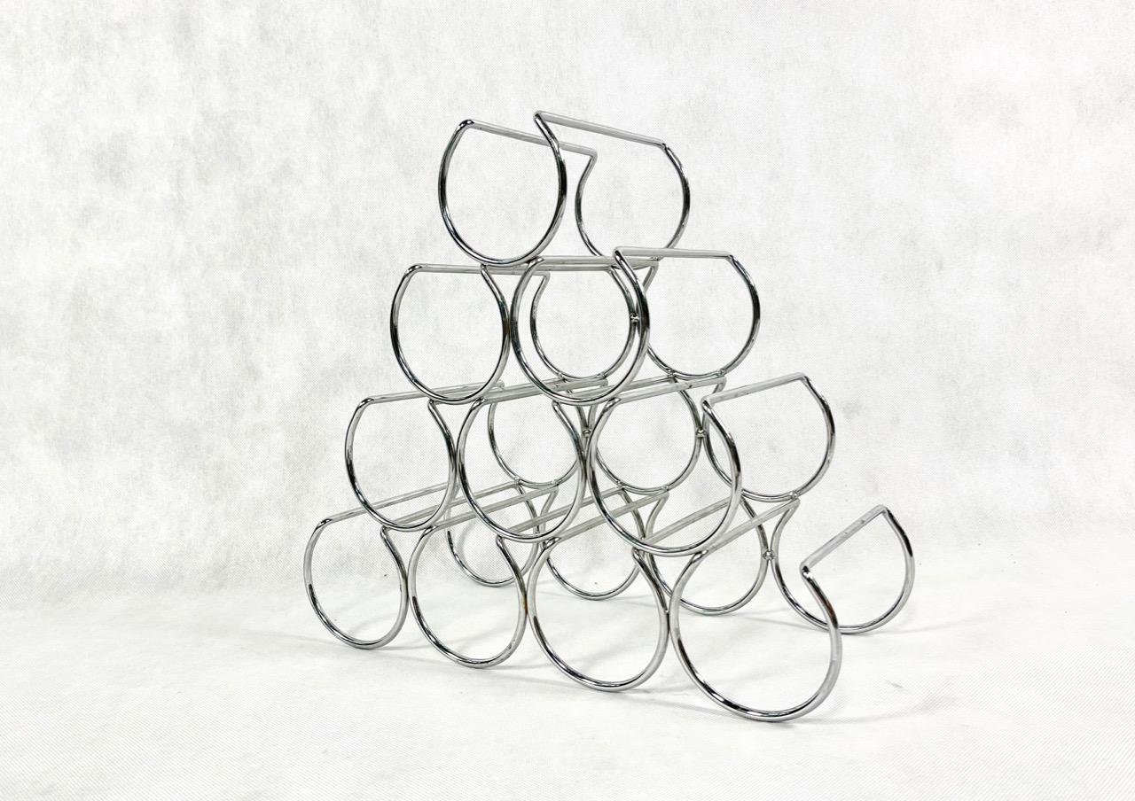 Chrom Plating Pyramid 10-Bottles Wine Rack, 1990s for sale at Pamono