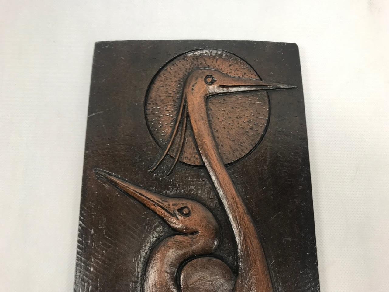 Mid-Century Czech Wall Relief with Crane Birds, 1960s for sale at Pamono