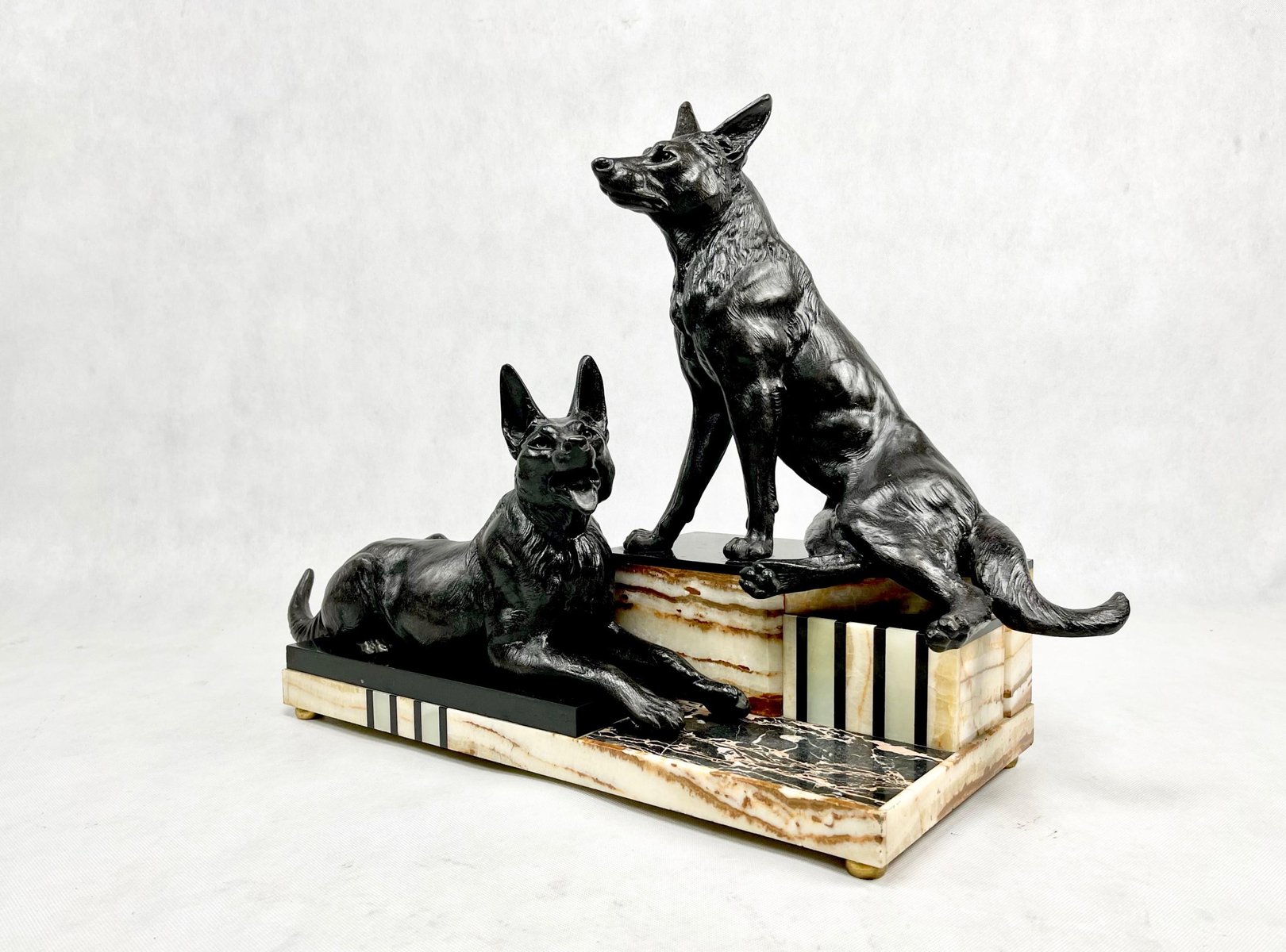 Louis Albert Carvin, Art Deco Deutscher Schäferhund, 1920er, Zink ...