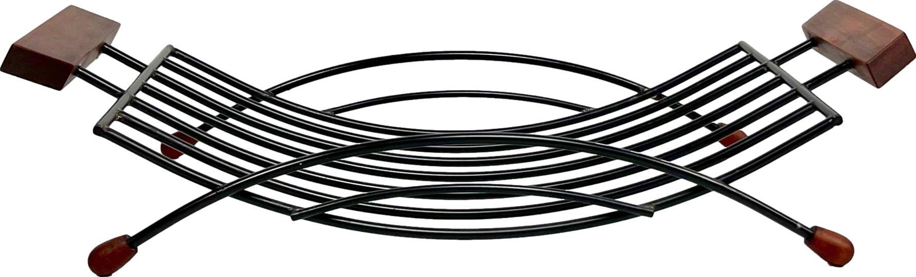 Mid-Century String Fruit Bowl with Teak Handle, 1960s for sale at Pamono