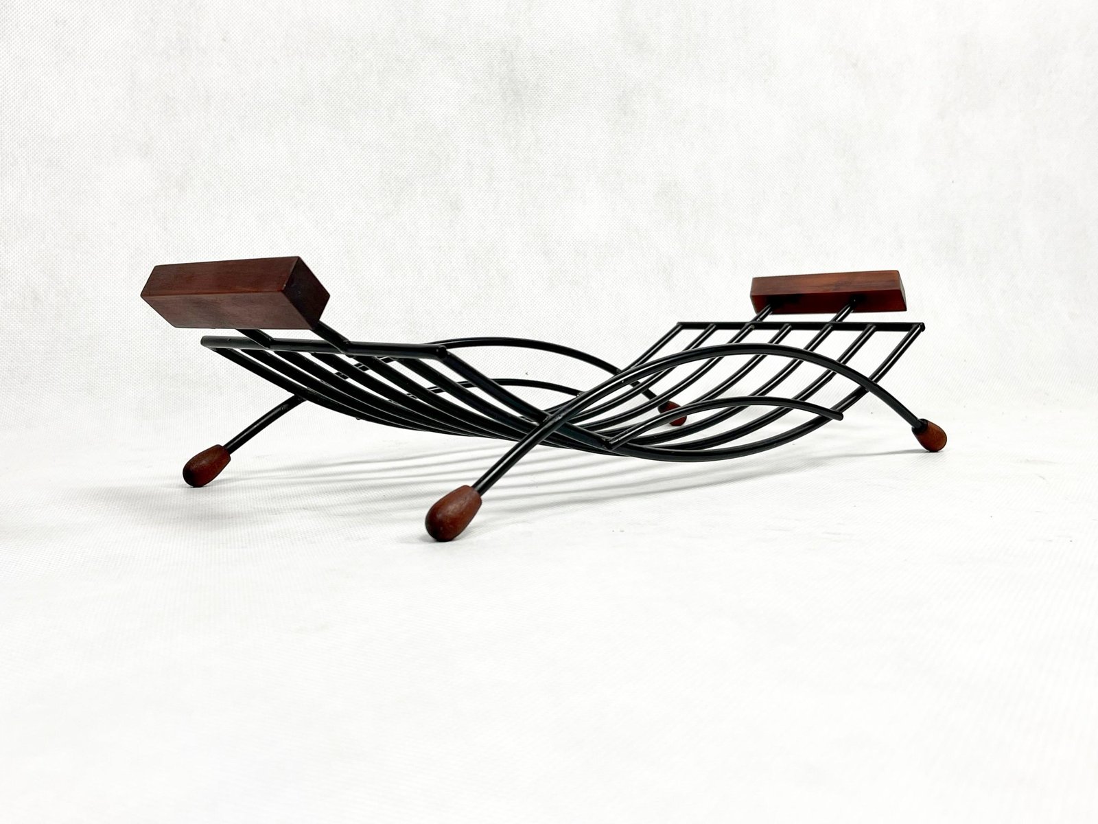 Mid-Century String Fruit Bowl with Teak Handle, 1960s for sale at Pamono