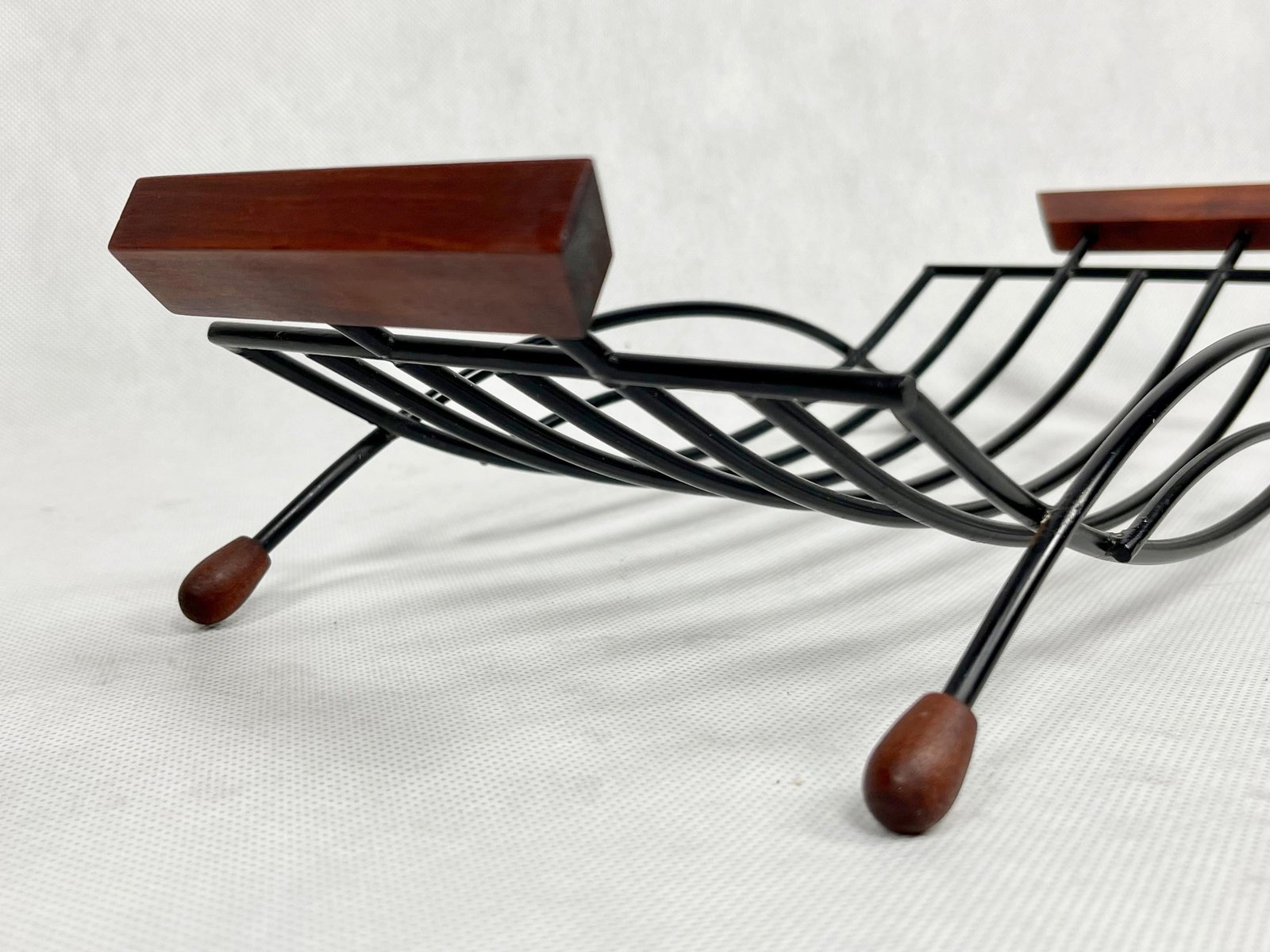 Mid-Century String Fruit Bowl with Teak Handle, 1960s for sale at Pamono