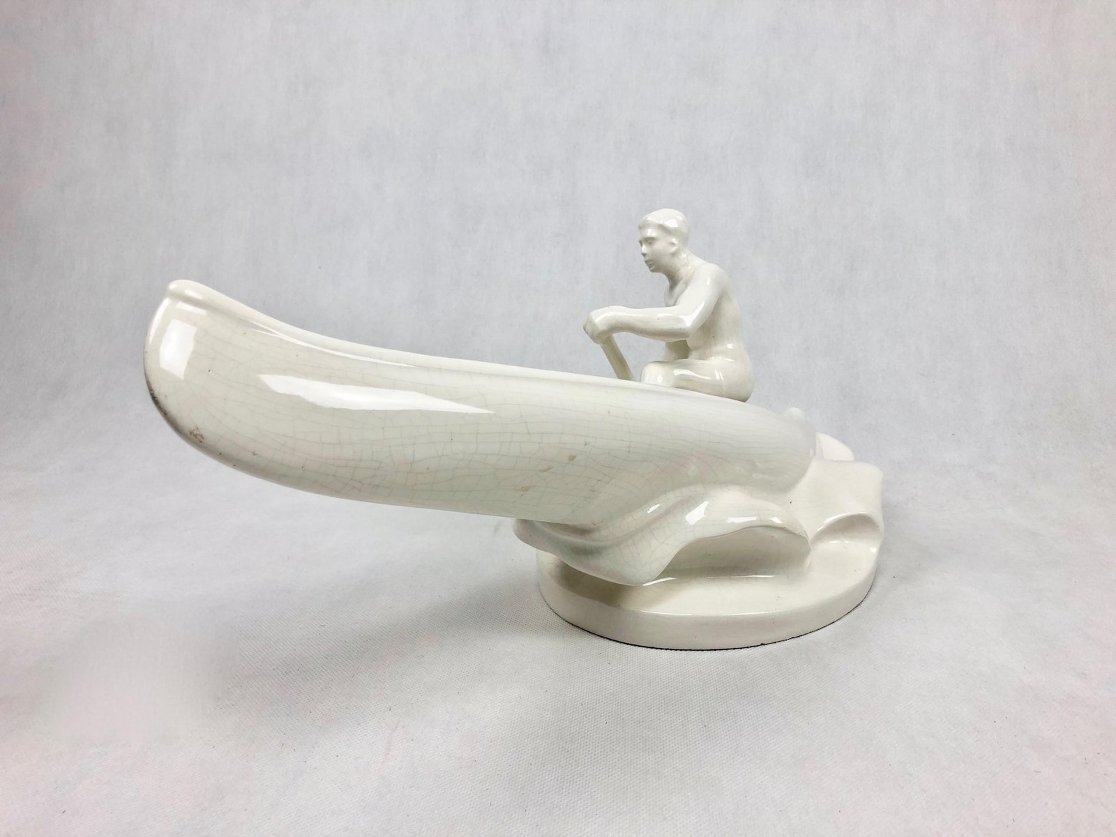 Ceramic Figure of Canoeist from Jihokera Bechyně, Czechoslovakia, 1960s ...
