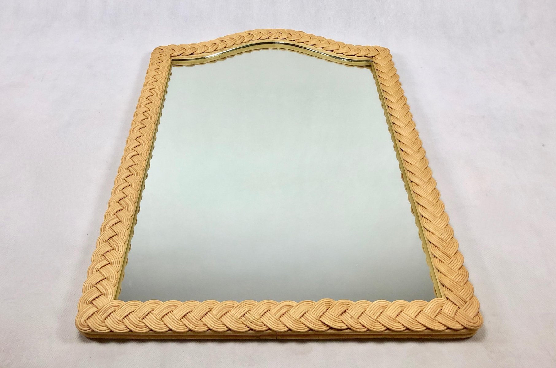 Vintage Bamboo & Rattan Frame Mirror, 1970s for sale at Pamono