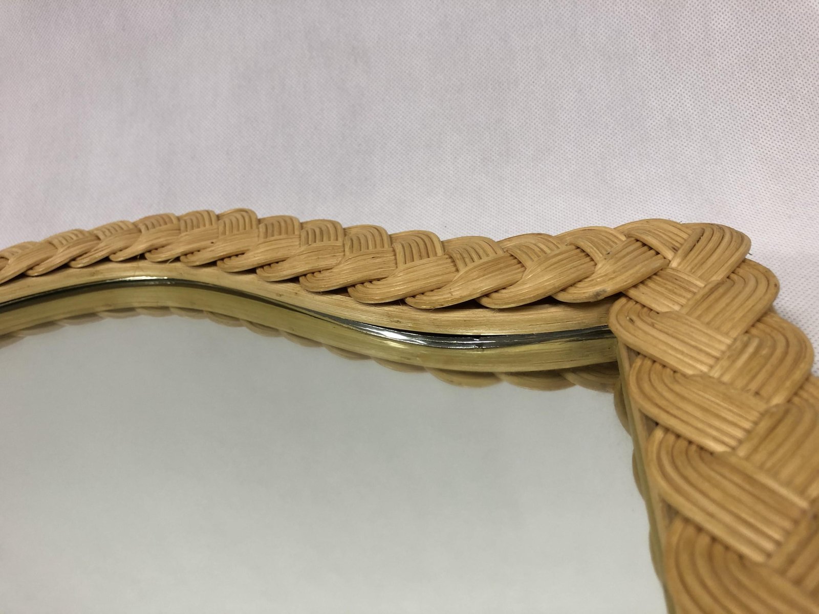 Vintage Bamboo & Rattan Frame Mirror, 1970s for sale at Pamono