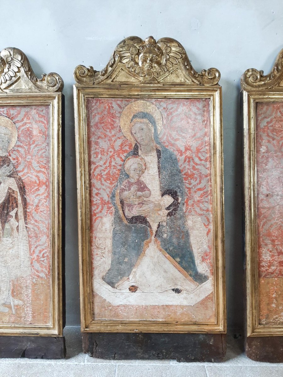 Italian Artist, Triptych with Fresco, 14th to 15th Century, Paint on ...