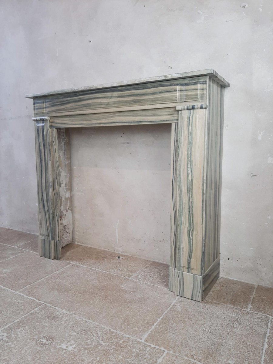 Art Deco Kamin aus grünem und blauem Cipolin Marmor, 1920er bei Pamono ...