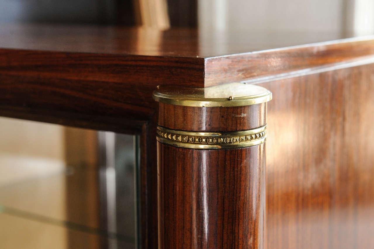 French Cherrywood Marquetry Vitrine attributed to Jules Leleu, 1930s ...