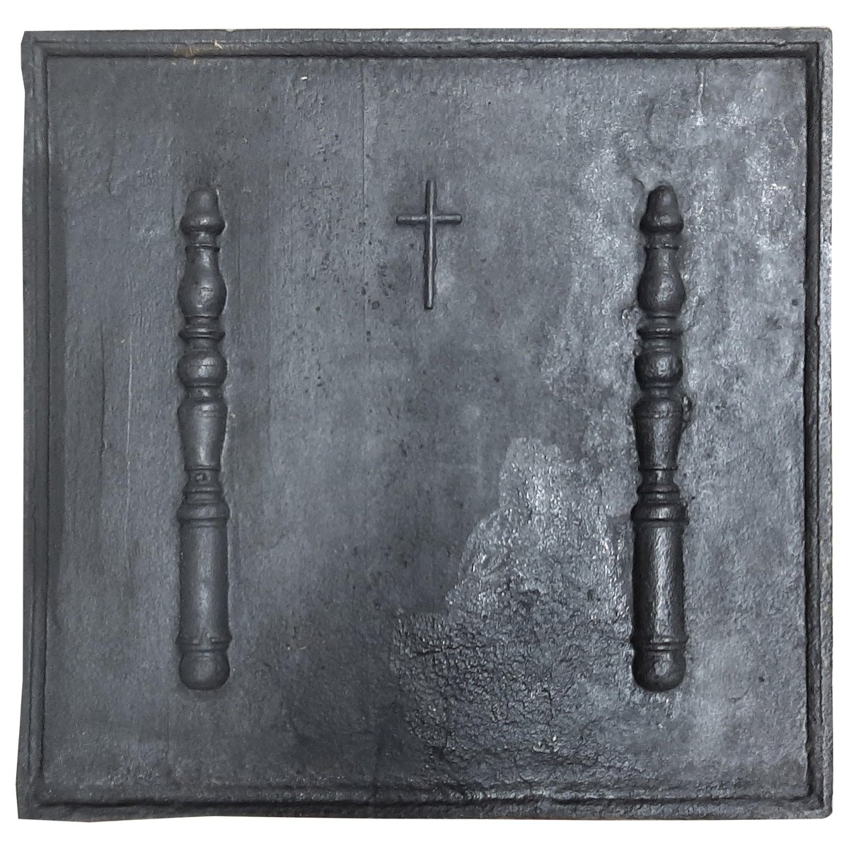 Antique 17th Century Fireplace Back Plate with the Columns of Hercules ...