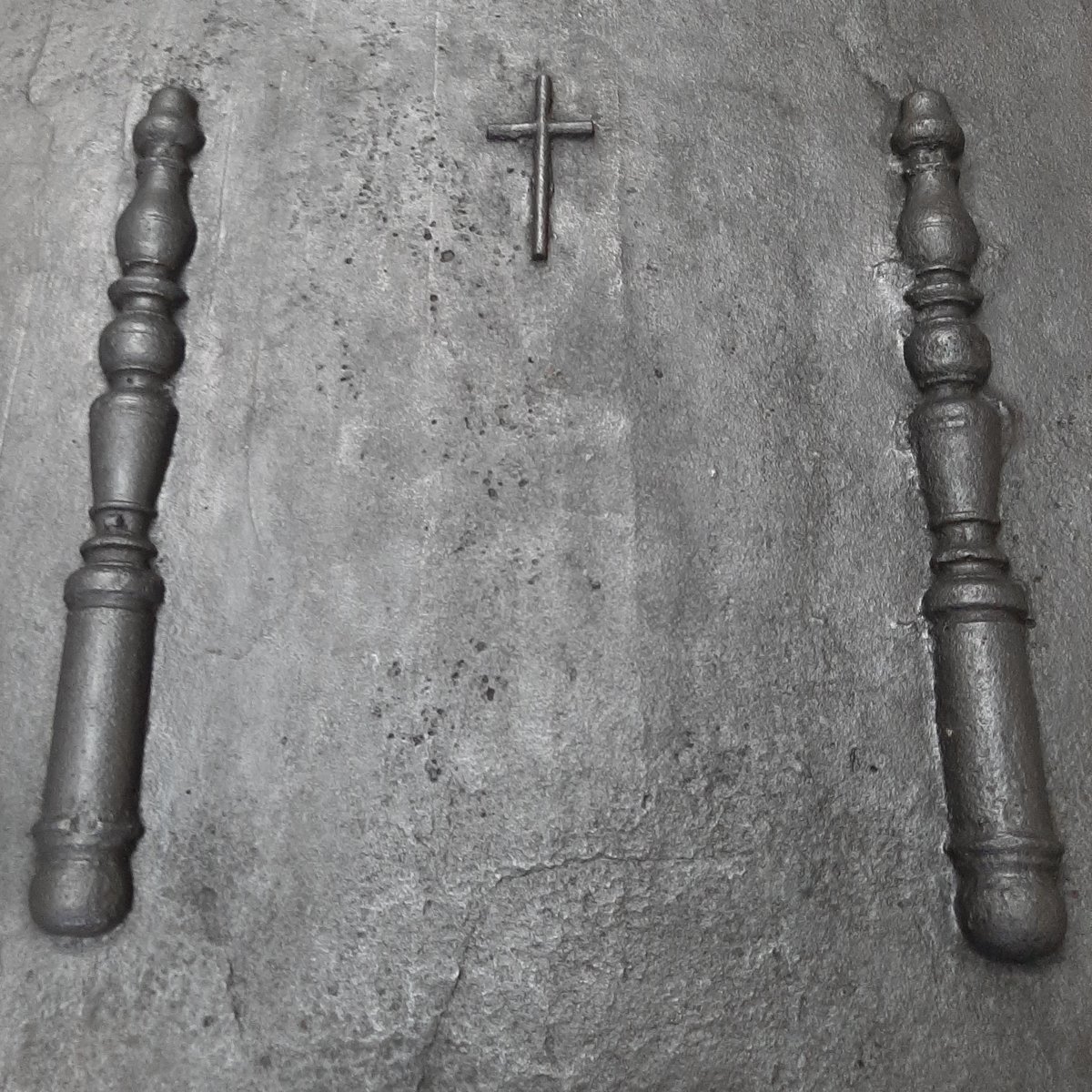 Antique 17th Century Fireplace Back Plate with the Columns of Hercules ...