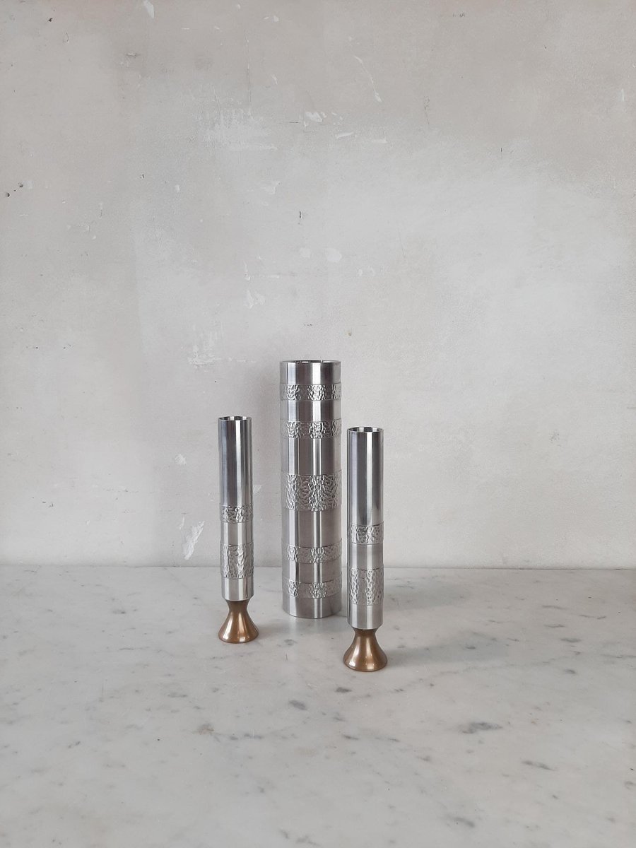 Brutalist Handmade Vases in Stainless Steel, Germany, 1970s, Set of 3 ...