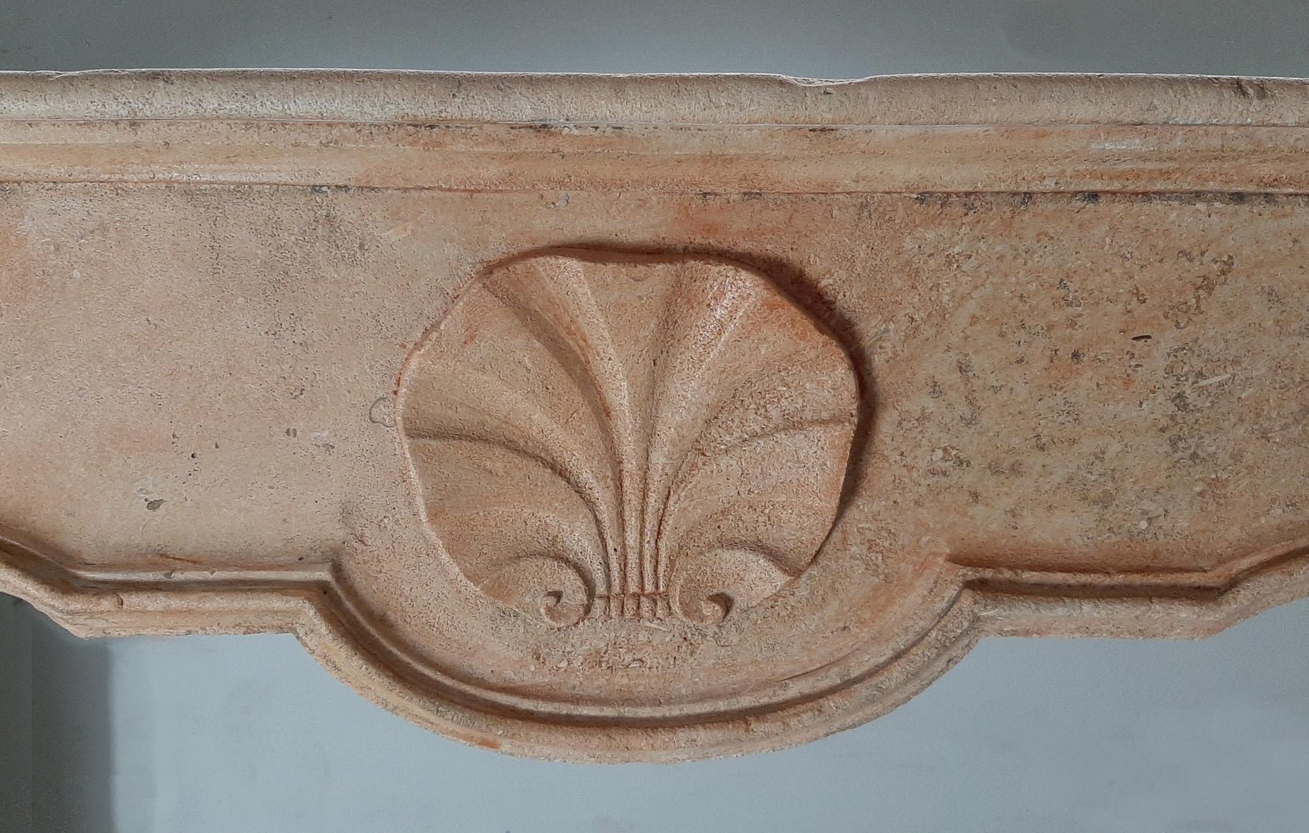 18th Century French Regency Limestone Mantelpiece in Peach Color for ...