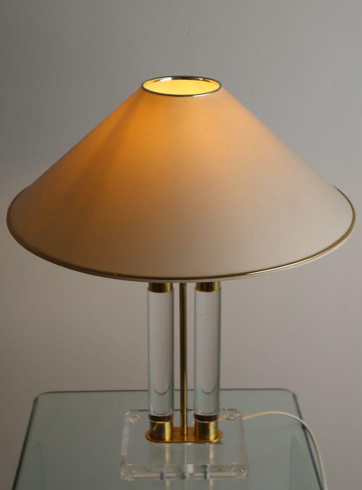 Hollywood Regency Table Lamp in Brass and Acrylic Glass for sale at Pamono