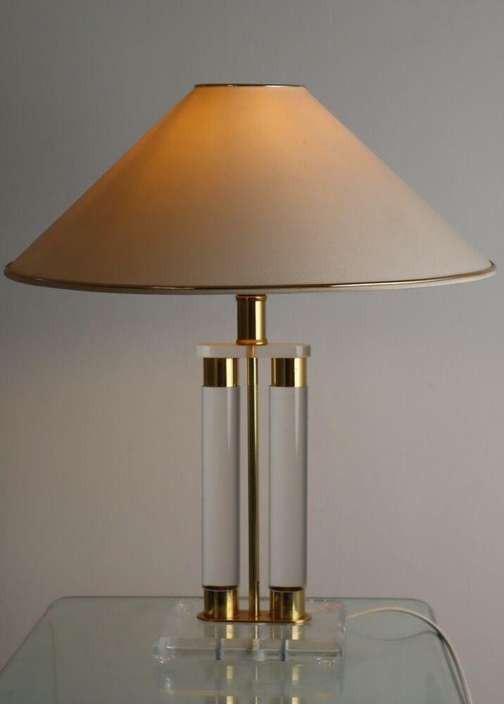 Hollywood Regency Table Lamp in Brass and Acrylic Glass for sale at Pamono